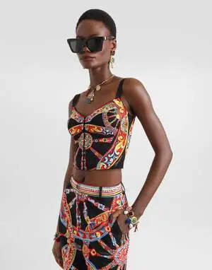 Dolce & Gabbana Carretto-print Charmeuse Top