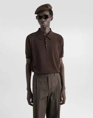 Dolce & Gabbana Short-sleeved Cotton Polo-shirt Sweaters And Cardigans - Brown