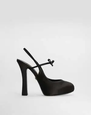 Dolce & Gabbana Satin Slingbacks Pumps And Slingback - Black