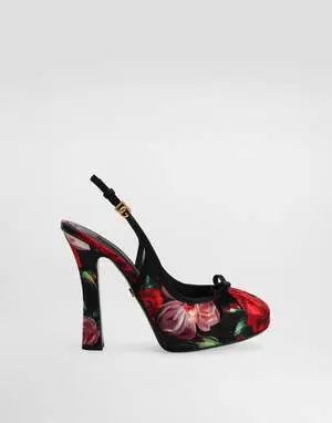 Dolce & Gabbana Satin Slingbacks - Pumps And Slingback 37 Print