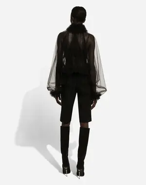Dolce & Gabbana Devoré Satin Dg Logo Shirt - Black