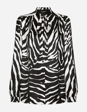 Dolce & Gabbana Dolce & Gabbana Devoré Satin DG Logo Shirt Multicolor
