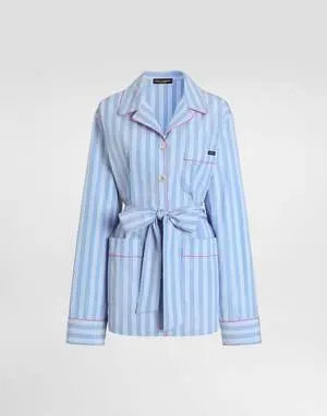 Dolce & Gabbana Devoré Satin Dg Logo Shirt - Multicolor