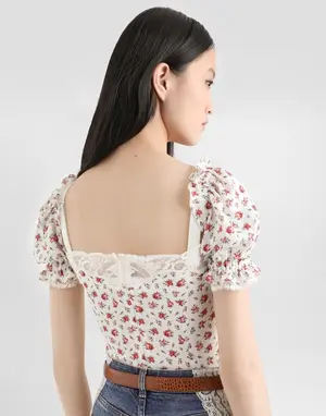 Dolce & Gabbana Rose-print Charmeuse Top - Multicolor