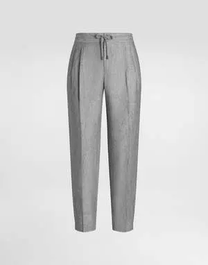Dolce & Gabbana Washed Linen Canvas Trousers Pants And Shorts Gray - Grey