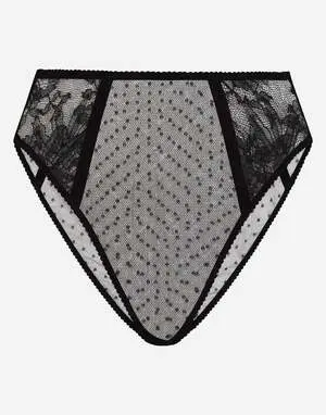 Dolce & Gabbana High-waisted Lace Briefs Underwear - Black