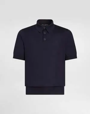 Dolce & Gabbana Silk Polo Shirt Sweaters And Cardigans - Blue