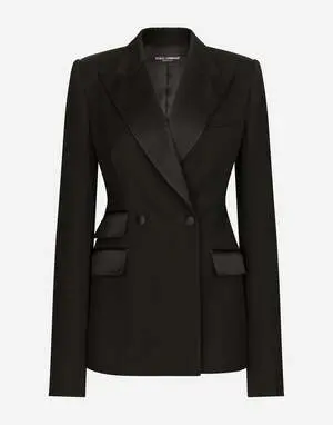 Dolce & Gabbana Double-breasted Woolen Jacket With Side Vents Blazers - Black