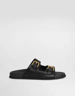 Dolce & Gabbana Calfskin Sliders - Black