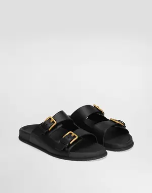 Dolce & Gabbana Calfskin Sliders - Black