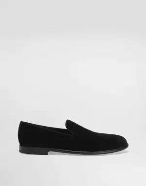 Dolce & Gabbana Velvet Driver Shoes And Loafers - Black