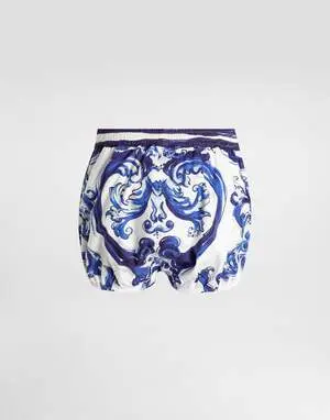 Dolce & Gabbana Dg Exclusive Majolica- Poplin Shorts Pants And Shorts