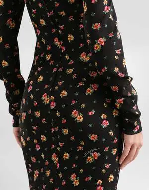 Dolce & Gabbana Small Floral-print Charmeuse Dress Dresses