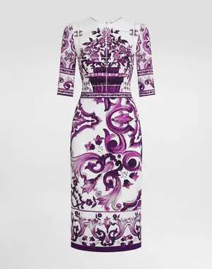 Dolce & Gabbana Majolica-print Charmeuse Dress Dresses - Multicolor