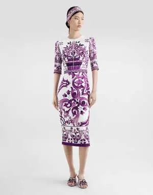 Dolce & Gabbana Majolica-print Charmeuse Dress Dresses