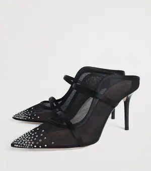 MALONE SOULIERS Embellished Mesh Maureen Heeled Mules 85