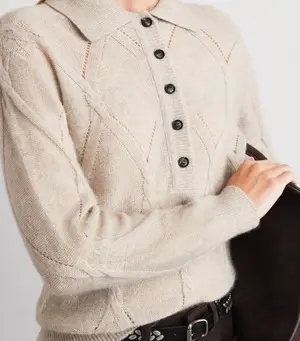 Kiton Cashmere-silk Pointelle-knit Polo Shirt