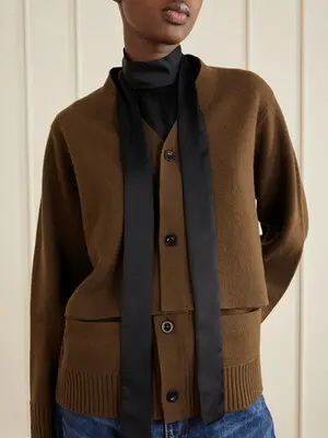 Sacai Scarf-detailed Wool Cardigan