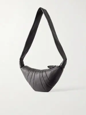 LEMAIRE Croissant Small Paneled Textured-leather Shoulder Bag - Brown