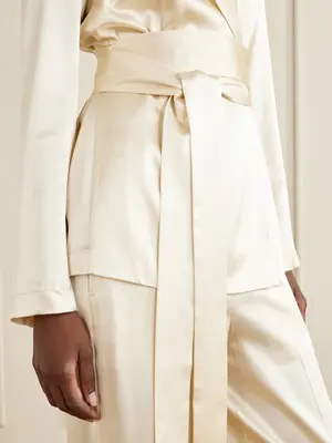 JOSEPH Archer Belted Silk-satin Jacket