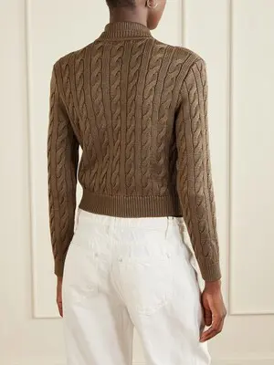 Ralph Lauren Cable-knit Stretch-silk Cardigan