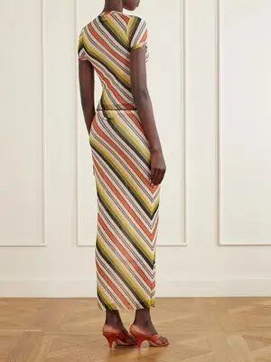 JEAN PAUL GAULTIER Retro Stripe Printed Mesh Maxi Skirt