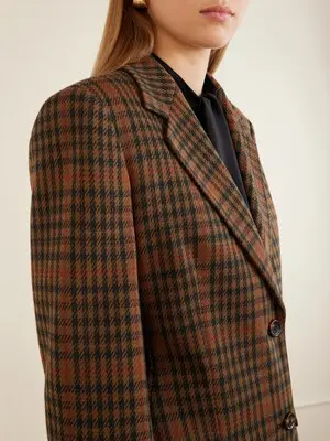 Max Mara Mxmgalgosce Houndstooth Wool And Cotton-blend Blazer