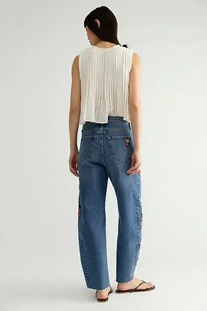 DRIFTWOOD Embroidered Barrel Leg Jeans