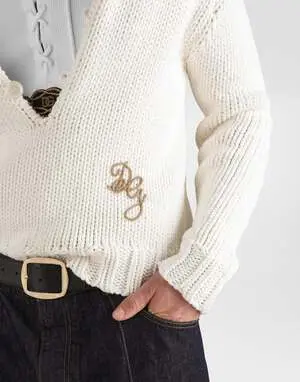 Dolce & Gabbana Smooth Knit Pullover With Logo Sweaters And Cardigans