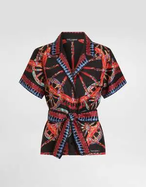 Dolce & Gabbana Carretto-print Silk Twill Vanity Shirt Shirts And Tops Multi-colored - Multicolor