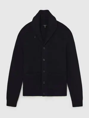 REISS Shawl-collar Cardigan With Wool - Navy