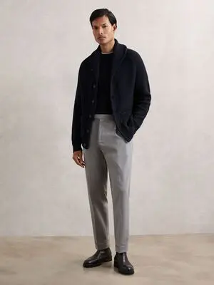 REISS Shawl-collar Cardigan With Wool - Navy