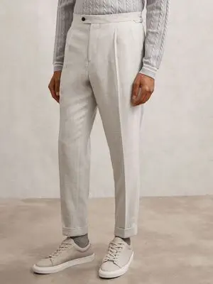 REISS Wool-blend Tailored-fit Cuffed Trousers