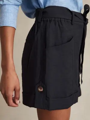 REISS Belted Button-tab Shorts