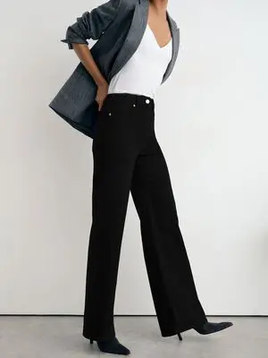 REISS Cotton- Wide-leg Jeans - Black