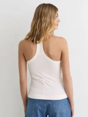 REISS Stretch-cotton Ribbed Racer-back Vest