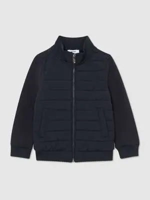REISS 3-9 Yrs Quilted Hybrid Zip-front Jacket - Navy
