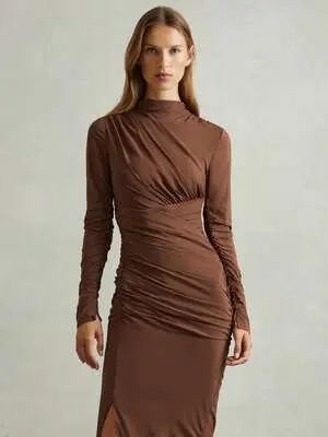 REISS Ruched Midi Dress