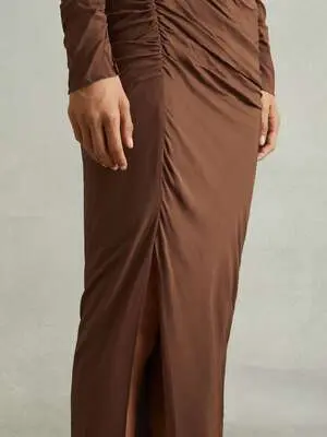 REISS Ruched Jersey Midi Dress