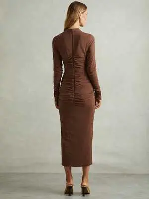 REISS Ruched Jersey Midi Dress