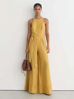 REISS Linen Open-back Wide-leg Jumpsuit