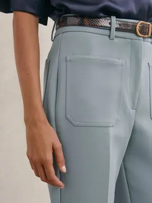 REISS Twill Patch-pocket Flared Trousers