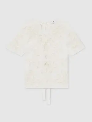 REISS Floral Cut-out Embroidery Top