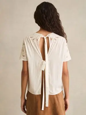 REISS Floral Cut-out Embroidery Top