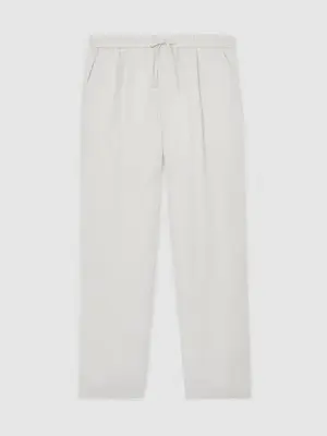 REISS Linen Relaxed-fit Drawstring Trousers - Stone