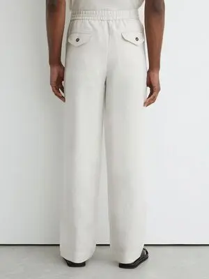 REISS Linen Relaxed-fit Drawstring Trousers - Stone