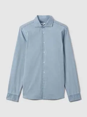 REISS Washed Cotton Chambray Shirt