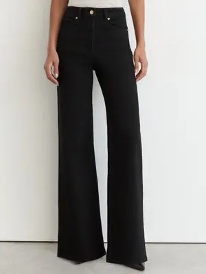 REISS Cotton- Wide-leg Jeans - Black