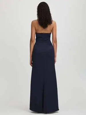 Halston Satin Halter Neck Maxi Dress
