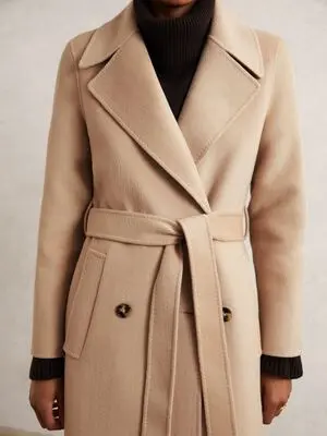 REISS Double-breasted Blindseam Coat Wool-blend